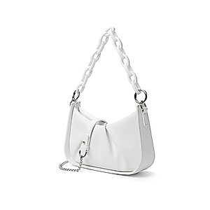Gxamz Womens Shoulder Cloud Bag with Chain Dumpling Purse Clutch Handbag Small Leather Bags (white)