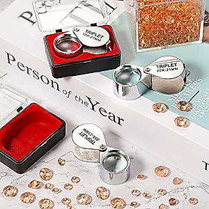 3 Pieces Jewelers Eye Loupe Set 10X, 20X and 30X Pocket Jewelry Loupe, Jewelers Eye Magnifying Glass Magnifier for Jewelry Coins Gems Stamps Watches Supplies (Silver)