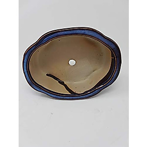 A14012 B Ceramic Bonsai Pots - Japanese Houtoka Brand - Blue