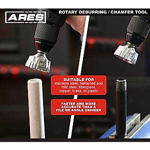 ARES 48001 – External Rotary Deburring & Chamfer Tool (13-36mm) – 3/8-Inch Shank for Use with Drill or Hex Driver - Clean and Repair Threaded Fasteners, Studs, and Bolts
