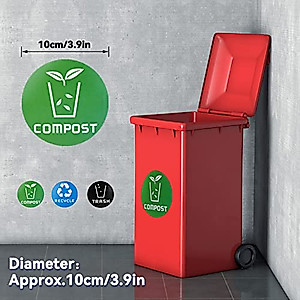 Pack of 60 Recycle Stickers Trash Stickers Trash Bin Label Premium Vinyl Sticker Recycling Decals for Trash Can Compost Bin Indoor Home Kitchen & Office Recycle Bin Plastic Trash Recycle Stickers