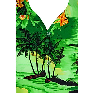 KING KAMEHA Funky Hawaiian Shirt Kids Boys, Shortsleeve, Print Surf, Green, 6