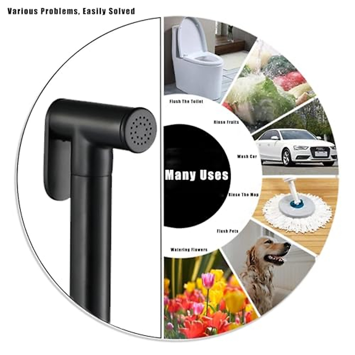 Handheld Toilet Bidet Sprayer for Toilet, Adjustable Water Pressure, Bathroom Bidet Spray Set for Muslim Shower, Cloth Diaper Sprayer Set, Hand Held Sprayer for Toilet, Wall Mounting (Brushed Gold)