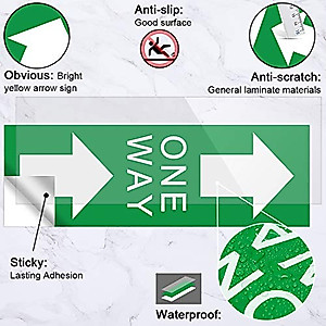IDJWVU 15Pcs 6" x 18" One Way Directional Arrows Floor Stickers Social Distance Floor Stickers Decal Waterproof PVC Vinyl Safety Distance Floor Sign Markers Commercial Material (Green Background)