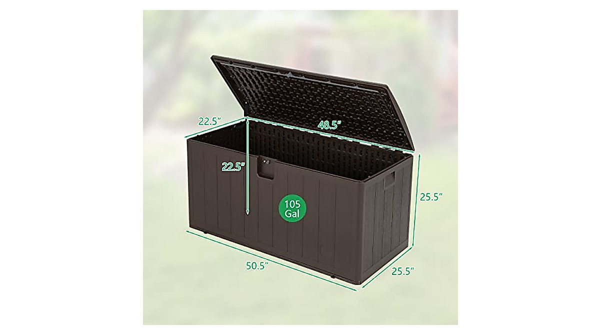 GOFLAME 105 Gallon Outdoor Storage Deck Box, Weather Resistant ...