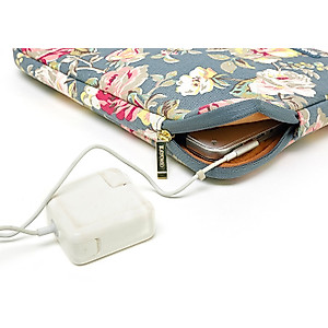 kayond Water-Resistant Canvas 13.3 Inch Laptop Sleeve-Blue Water Hyacinth