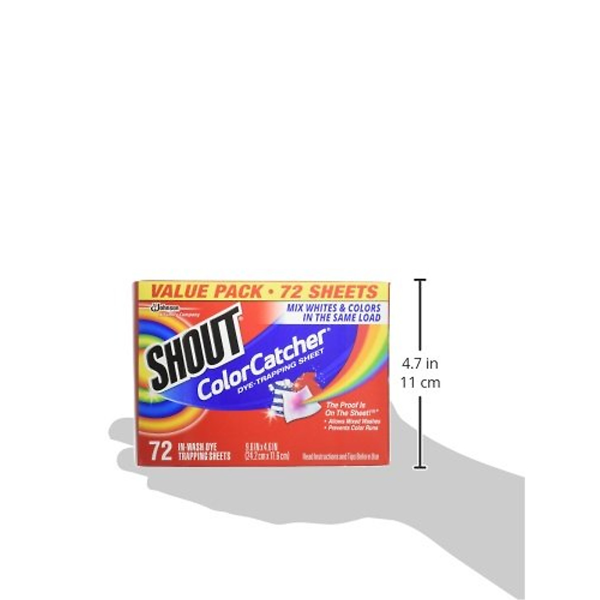 Shout Color Catcher Sheets for Laundry, Maintains Clothes Original Colors, 72 Count - Pack of 2 (144 Total Sheets)
