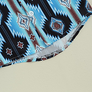 Western Baby Boy Clothes Long Sleeve Cow Print Shirts Button Down Lapel Tops Tees Fall Winter Clothes 6M-4T (Blue, 3-4 Years)