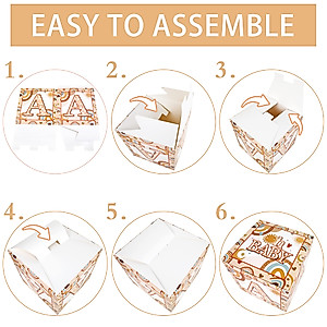 Boho Rainbow Baby Shower Balloons Boxes Party Decorations 4pcs Blocks Baby Shower Decoration for Baby Girl Birthday Party Backdrop Boho Rainbow Party Decorations