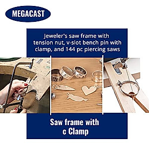 Megacast 3 in 1 Professional Jeweler's Saw Set Saw Frame 144 Blades Wooden Pin Clamp Wood Metal