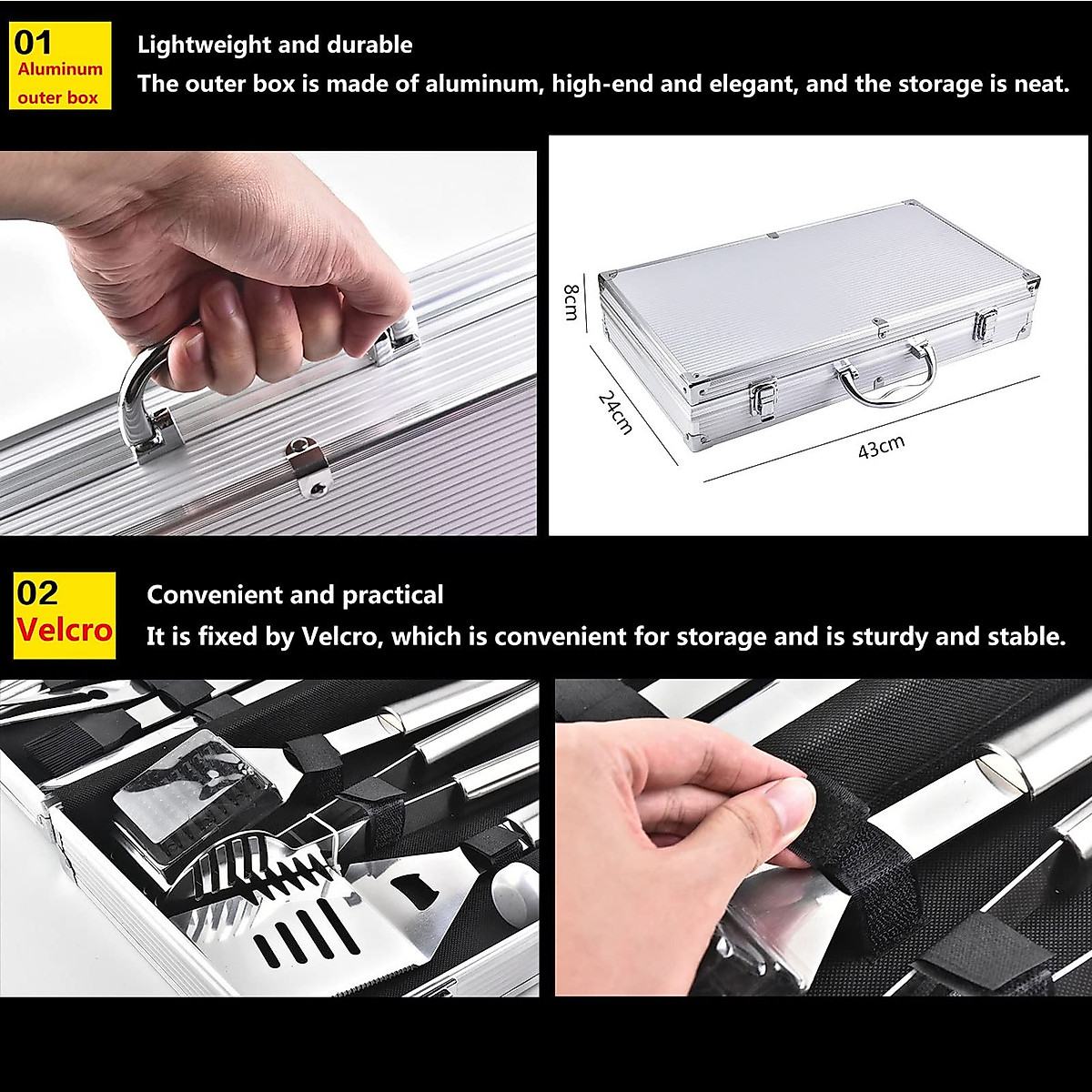 SEFAX 18 Piece Cookware Kit, Portable Camping Kitchen Utensil Set - BBQ Tools Set, Grill Accessories, Perfect for Travel, Picnics, RVs, Camping, BBQs, Parties