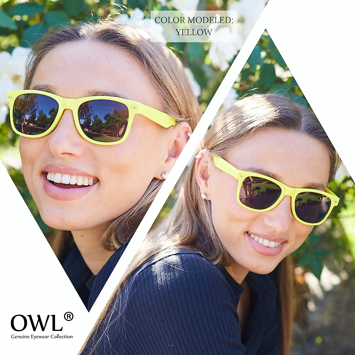 OWL Retro Style Yellow Frame Vintage Smoke Lens Sunglasses for Ladies