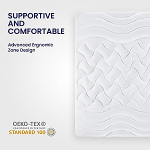 SLEEP ZONE King Size Cooling Mattress Topper, Premium Zoned Cool Mattress Pad Cover, Padded Mattress Protector Breathable Washable, Deep Pocket 8-21" (White, King)