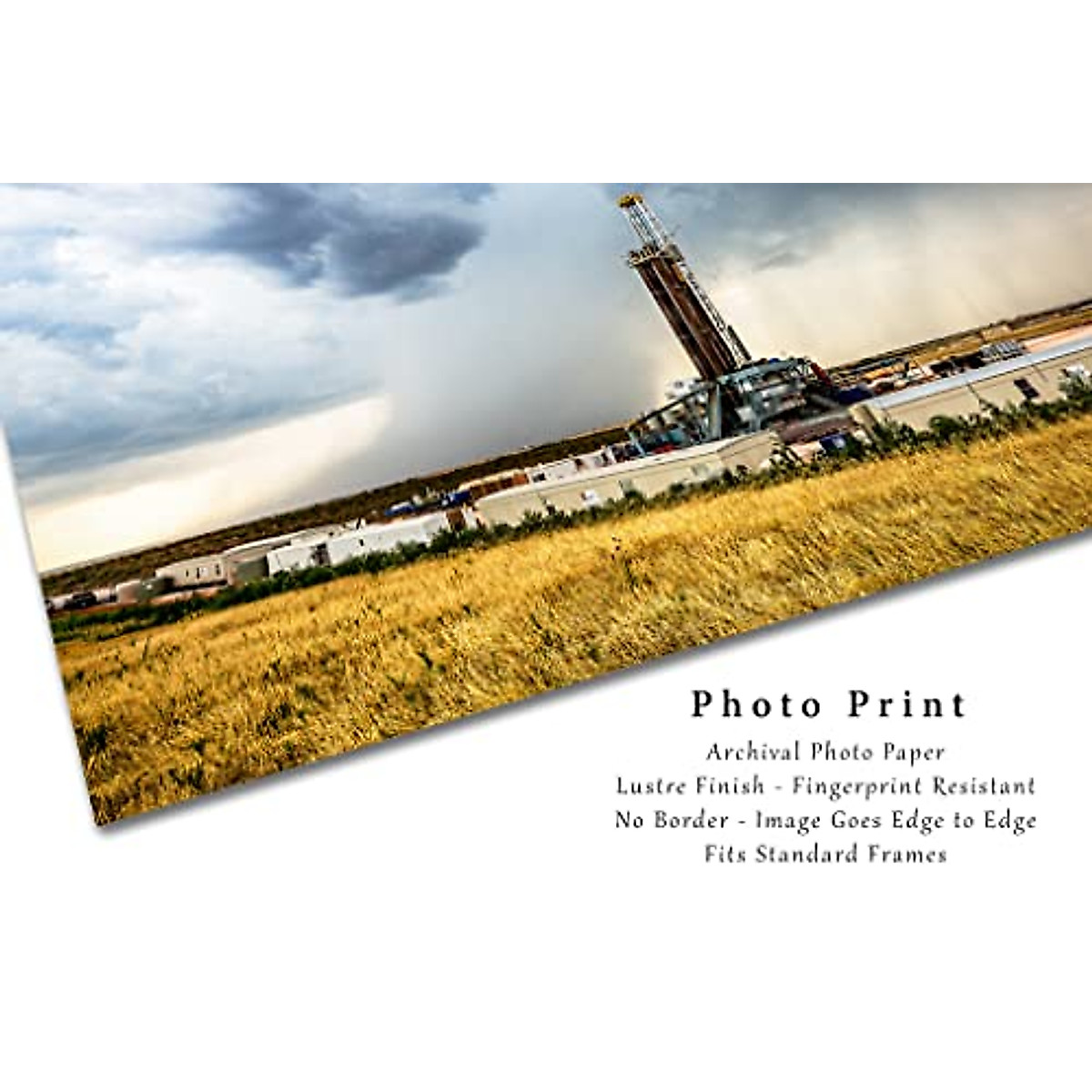 Oil Rig Photography Print (Not Framed) Picture of Drilling Rig Derrick and Storm in Oklahoma Oil and Gas Wall Art Oilfield Decor (4" x 6")