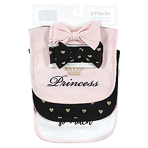 Hudson Baby Unisex Baby Cotton Bib and Headband or Caps Set, Daddys Princess, One Size