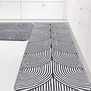 Rmaytiked 2 PCS Kitchen Mats for Floor Kitchen Rugs Cushioned Anti-Fatigue Non-Skid Waterproof Rug Standing and Comfort Desk/Floor Mat for Kitchen, Floor, Office, Sink, Laundry Black 0.4 inch