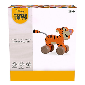 Just Play Disney Wooden Toys 6.5-inch Tigger the Tiger Clutch Toy, Classic Look, Winnie the Pooh, Kids Toys for Ages 18 Month