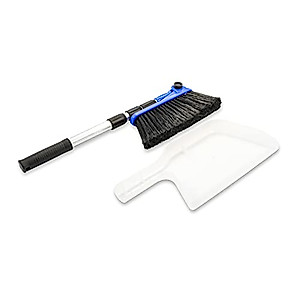 Camco Adjustable Broom and Dustpan - Portable & Compact Full Size Broom - Adjusts from 24-52 Inches, Ideal for RV, Marine, and Home Use (43623-A)