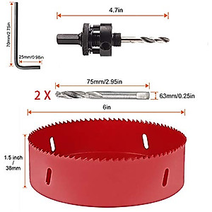 Precision 6" BI-Metal Hole Saw for Cornhole Game, Abuff 38mm Depth HSS Hole Cutter with 1/2" Hex Shank Arbor for Easily Drilling Cornhole Board, Plastic, Wood, Fiberboard, Soft Metal