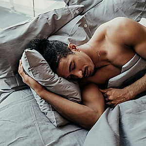 AIZOME Duvet Cover Set Made from 100% GOTS Organic Cotton, Non-Toxic Plant-Dyed No PFAS Synthetic Free No Petrochemicals Breathable Hypoallergenic for Sensitive Skin, 4-Piece (Silver Sumac, Queen)