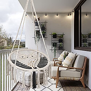 Prime Garden Hammock Chair, Owl Hanging Macrame Swing with Hardware Kits, Handmade Knitted Mesh Rope Swing Chair for Indoor, Outdoor, Bedroom, Patio, Garden, Small (Width 60 CM)