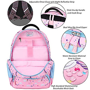 Meisohua Kids Unicorn Backpack for Girls School Bookbag for Elementary 3 in 1 School Bag Sets with Lunch Tote Pencil Bag