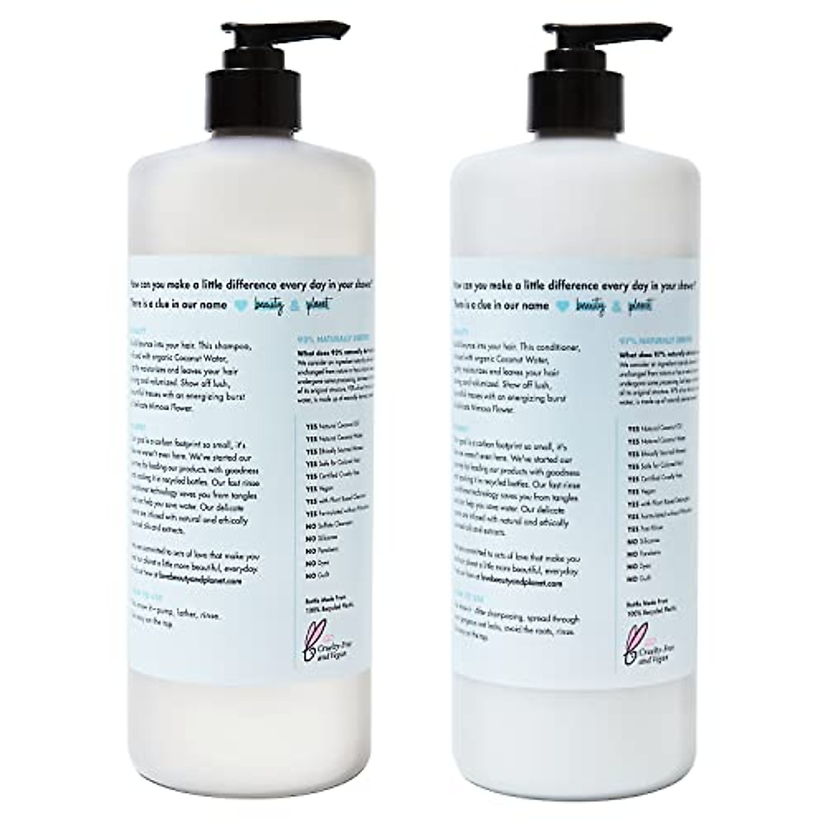 Love Beauty and Planet Volume and Bounty Thickening Shampoo and Conditioner Hair Care For Fine Hair Coconut Water and Mimosa Flower Sulfate-Free, Paraben-Free, Vegan 32.3 oz 2 Count