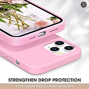 zelaxy Case Compatible with iPhone 12/ iPhone 12 Pro, Liquid Silicone Rubber Gel Case with Screen Protector Pink