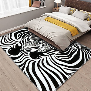 Zebra Couple Black and White Animal Skin Print Texture Non Slip Area Rug Mat Pad Runner Rugs Doormat Entry Rug Indoor Outdoor Living Room Bedroom Modern Home Decor