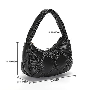 Puffer Handbag Padded Puffy Purse for Women Quilted Clutch Purse Lightweight Winter Down Cotton Padded Hobo Handbag for Office, Travel, School