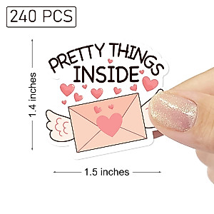 Wailozco Cute Pretty Things Inside Business Stickers,Funny Mail Sticker for Small Business,Happy Mail Stickers for Business Packages/Handmade Goods/Bags 240 PCS