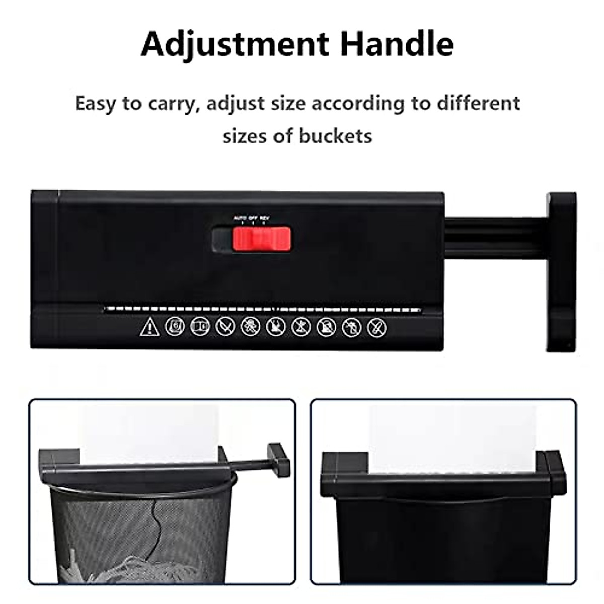 SYBOYIE Paper Shredders for Home Office Use, Up to 6-Sheet Cut Paper(A4), 2 Minutes Continuous Run Time Portable Shredder with Adjustable Handle, 85% Confidential, Black (Black)