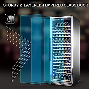 BODEGA 24 Inch Wine Cooler, 176 Bottles Wine Refrigerator with High-Capacity, Built-in & Freestanding Wine Fridge with Advanced Cooling Compressor for Red, Rose and Sparkling Wines,Quiet Operation