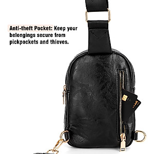 XZQTIVE Small Sling Bag for Women Fashion Crossbody Bag for Women Leather Crossbody Purse Fanny Pack Chest Bag for Travel, Black