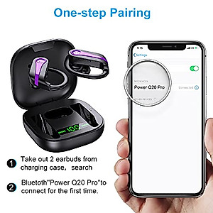 Donerton Wireless Earbud, Chipset 5.1 Sport Headphones with Charging Case, 10Hours Single Playtime Earhooks Headset, Wireless Earphone 6D Stereo HiFi Sound Noise Cancelling for Working/Travel/Gym