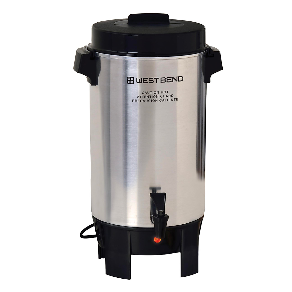 West Bend 58002 Highly Polished Aluminum Commercial Coffee Urn Features Automatic Temperature Control Large Capacity with Quick Brewing Easy Prep and Clean Up, 42-Cup, Silver