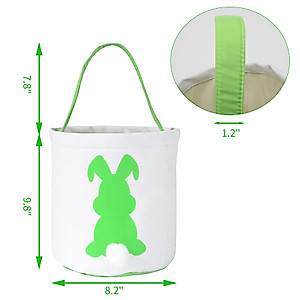 5 Pcs Easter Bunny Basket Bags, Canvas Easter Tote Bags for Kids Gift Bunny Ear Tote Bags Rabbit Ears Design Baskets for Kid's Egg Hunting Party Decoration Toys