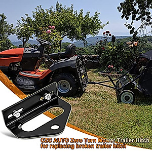 CZC AUTO Zero Turn Mower Trailer Hitch 2.4"-5" Hole Center 3/4" Pin Hole, Heavy Duty Steel & Versatile Chain Slot, with Installation Hardware, Black