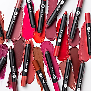 SUGAR Cosmetics Matte As Hell Crayon Lipstick32 Miss Rosa (Dusky Rose) with SharpenerHighly pigmented, Creamy Texture, Long lasting Matte Finish