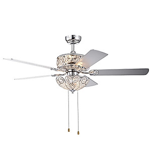 Warehouse of Tiffany Catalina Chrome-Finish 5-blade 52-inch Crystal Ceiling Fan Optional Remote (Incl. 2 Blade Colors)