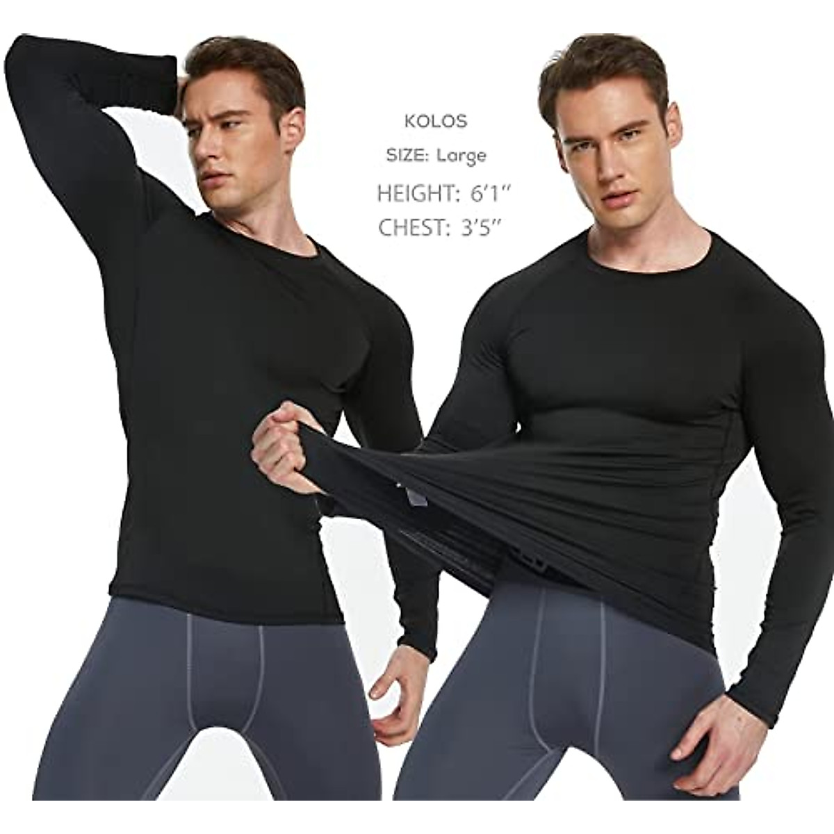 TELALEO 5 Pack Men's Thermal Compression Shirt Long Sleeve Athletic Base Layer Top Winter Cold Gear Workout Running Hunting 2XL