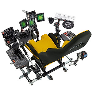 SimFab Modular Flight Simulator Cockpit For Combat Simulation. DCS Edition. Compatible With Thrustmaster Warthog, WinWing, VirPil, VKB And Alike Controls. Upgradable To General Aviation, Space Sim Or Sim Racing. (yellow seat)