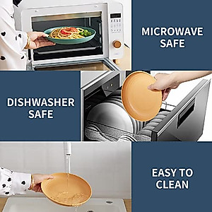 7.8 Inch Lightweight Wheat Straw Plates, 6 PACK Unbreakable Deep Dinner Plates, Dishwasher & Microwave Safe Wheat Straw Dinnerware Sets for Kids Adult, BPA Free