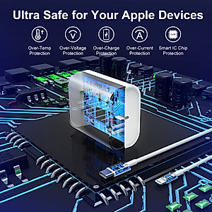 CREHAO iPhone Fast Charger, [MFi Certified] 20W PD USB C Wall Charger Block Plug with 10FT Extra Long Type C to Lightning Fast Charging Data Sync Cable Compatible for iPhone 14 13 12 11 XS XR X 8 iPad