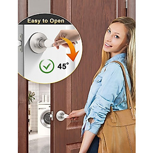 Mengico 1 Pack Satin Nickel Modern Interior Passage Door Knobs, Keyless Door Handle for Hallway & Closet, Wave Style Non-Locking Door Lever Reversible for Left & Right Handed