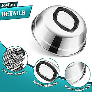 Cheese Melting Dome Set of 2（9 Inch）, Joyfair Basting Cover for Griddle Grilling, Outdoor Camping/Flat Top Teppanyaki, Stainless Steel Lids with Heat-Proof Handle, Heavy Duty & Dishwasher Safe