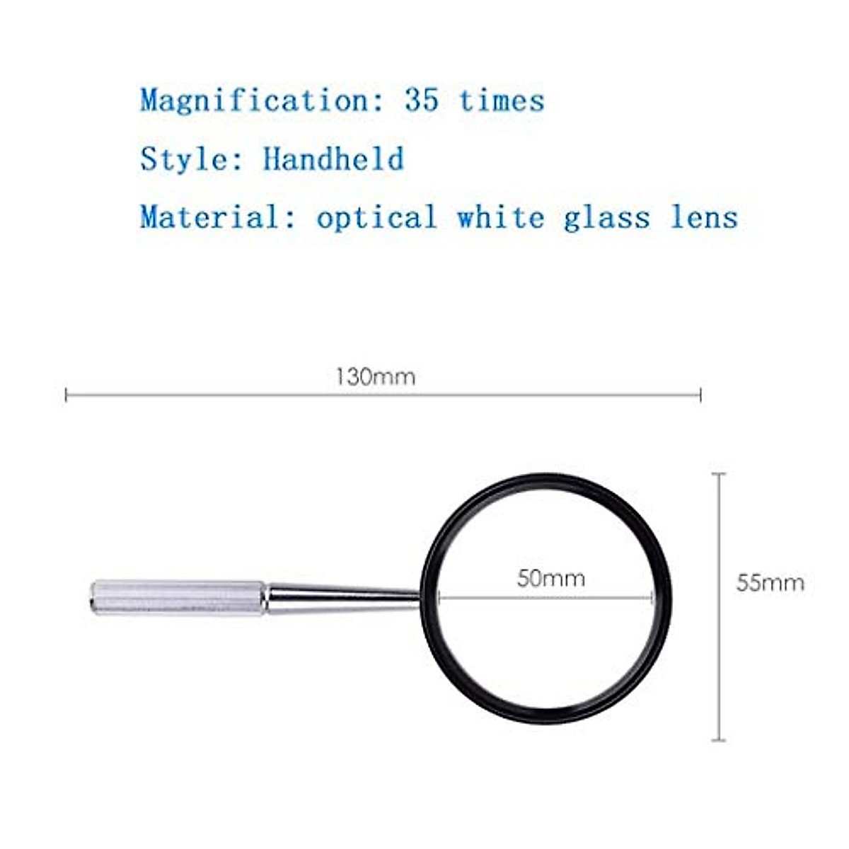 ZHYH Black Magnifier，35X Handheld Magnifier, Reading Glasses Handle for Book and Newspaper Reading