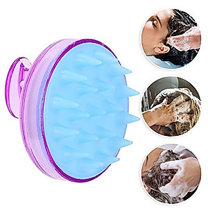 Shampoo Massager Brush, Round Silicone Scalp Massage Exfoliator Comb for Hair Cleaning Washing, Shampoo Brush Massager for All Hair Types of Women, Men (purple)