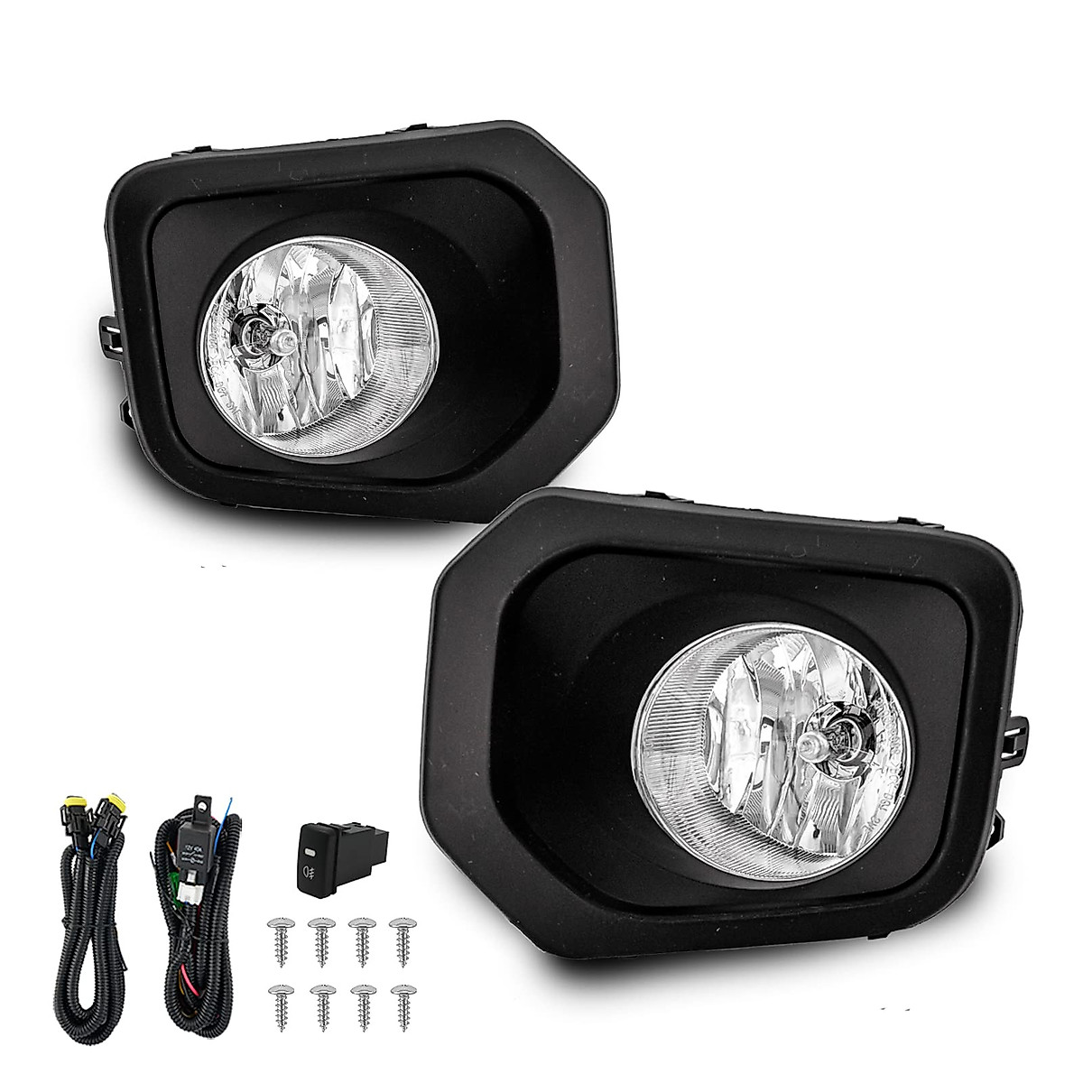 WEZEMLIGHT Fog Lights Lamps Replacement for 2016-2020 Toyota Tacoma(Fits SR, SR5 Model Only) with H16 12V 19W Halogen Bulbs With Black Bezel (Clear Lens) L+R