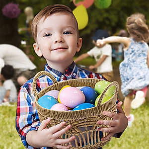 Handmade Woven Round Plastic Basket with Handle - Home Organizing, Storage Baskets, Shelf Basket, Cloth Storage, Toy Storage, Decorative Storage - Medium